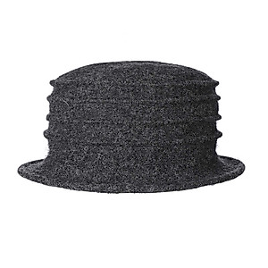 DANTIYA Women’s Elegant Flower 100% Wool Trimmed Wool Cloche Winter Hat (Grey)