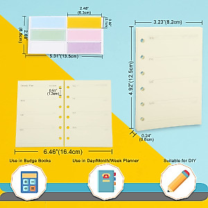 A7 Planner Refills, 4 Packs per Set, Weekly Plan Paper, A7 6 Ring Binder Inserts Refill with Label Stickers Gift,Mini Binder Refills,6 hole/100gsm Thick Paper/4.84 x 3.23'', Harphia