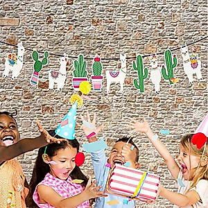2023 Llama Cactus Banner Garland Party Supplies, Llama Cactus Themed Birthday Party Decorations for Mexican Fiesta, Cino De Mayo Llama Cactus Baby Shower, Hawaiian, Luau, Classroom Decorations - 5 Llamas and 5 Cactus