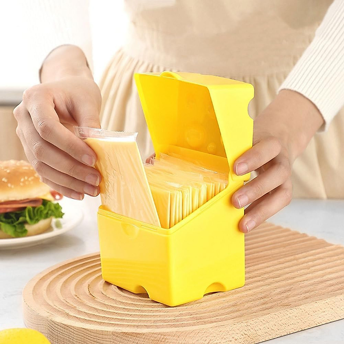 IbErsacs Sliced Cheese Storage Container Plastic Butter Block Cheese Slice Storage Box with Flip Lid Cheese Slice Holder Sliced Cheese Saver Keeper for Refrigerator Food