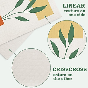 AnyDesign Boho Swedish Dishcloths Abstract Geometric Pattern Kitchen Dish Towel Reusable Minimalism Reusable Cotton Cleaning Dishcloth for Home Party Cleaning Housewarming, 7 x 8 Inch, 6 Pack