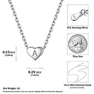 ChicSilver Initial necklaces for Women 925 Sterling Silver Small Heart Necklace Alphabet Letter J Necklace for Women - 16"+2"