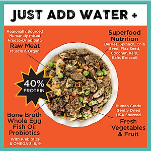 Nature's Diet Simply Raw® Freeze-Dried Raw Whole Food Meal - Makes 18 Lbs Fresh Raw Food with Muscle, Organ, Bone Broth, Whole Egg, Superfoods, Fish Oil Omega 3, 6, 9, Probiotics & Prebiotics (Beef)