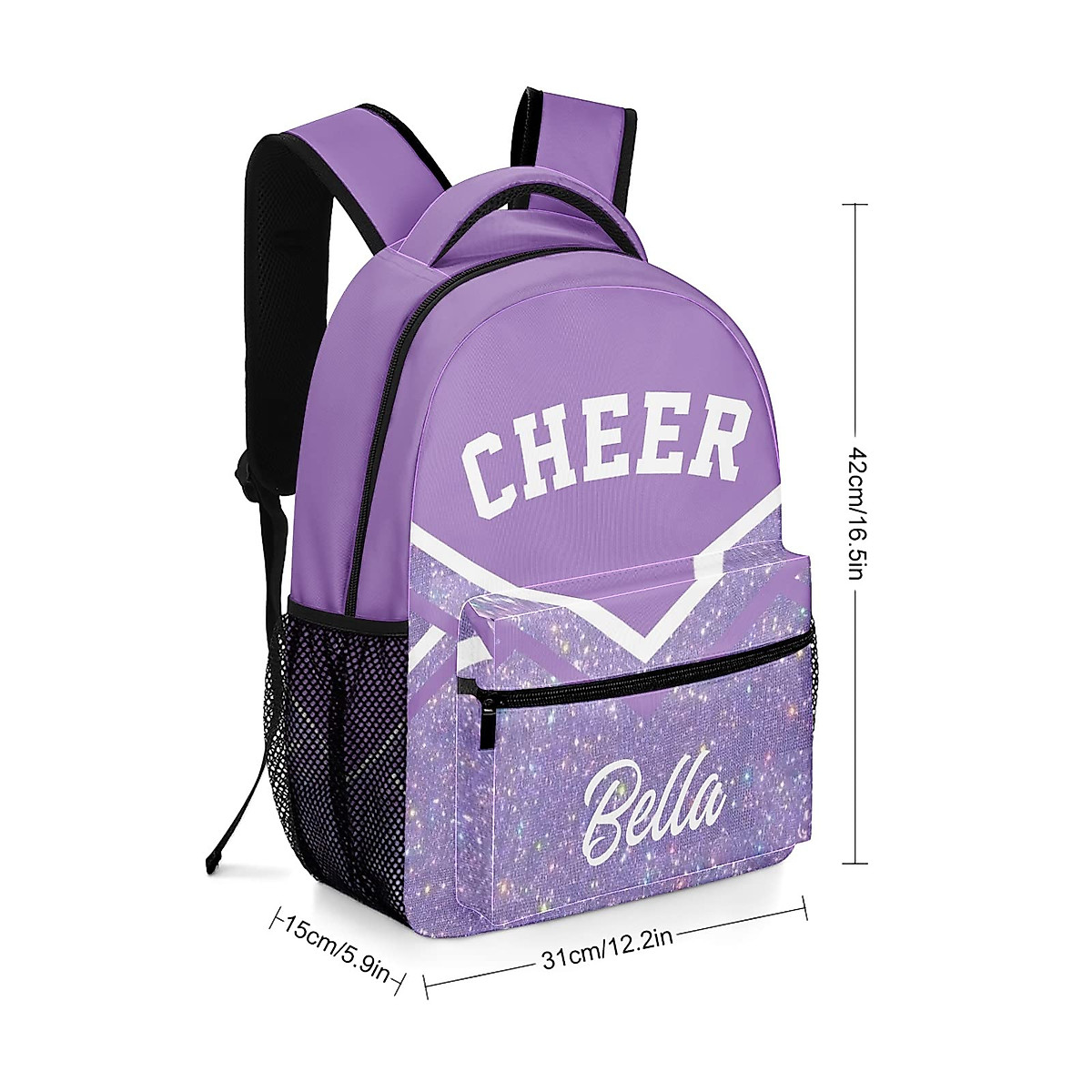 XIUCOO Cheer Purple Backpack Personalized Name Waterproof Travel Bag for Boys Girls Gift