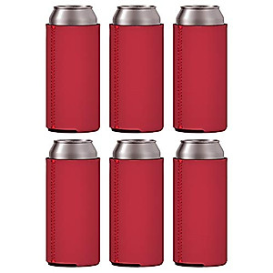 TahoeBay Slim Can Coolers - Blank Neoprene Beer Sleeves (Red)
