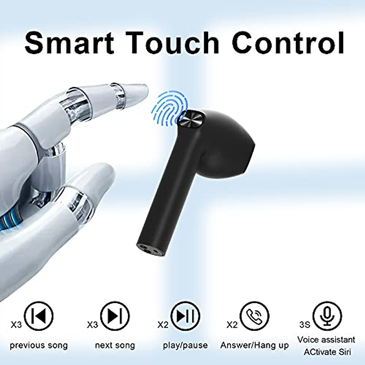 True Wireless Earbuds Bluetooth Earphones with Charging Case, Ipx5 Waterproof Ear Buds Wireless Bluetooth Earbuds Clear Call Built in Mic, 24 Hrs Compatible for iPhone Android Deep Bass Earbuds