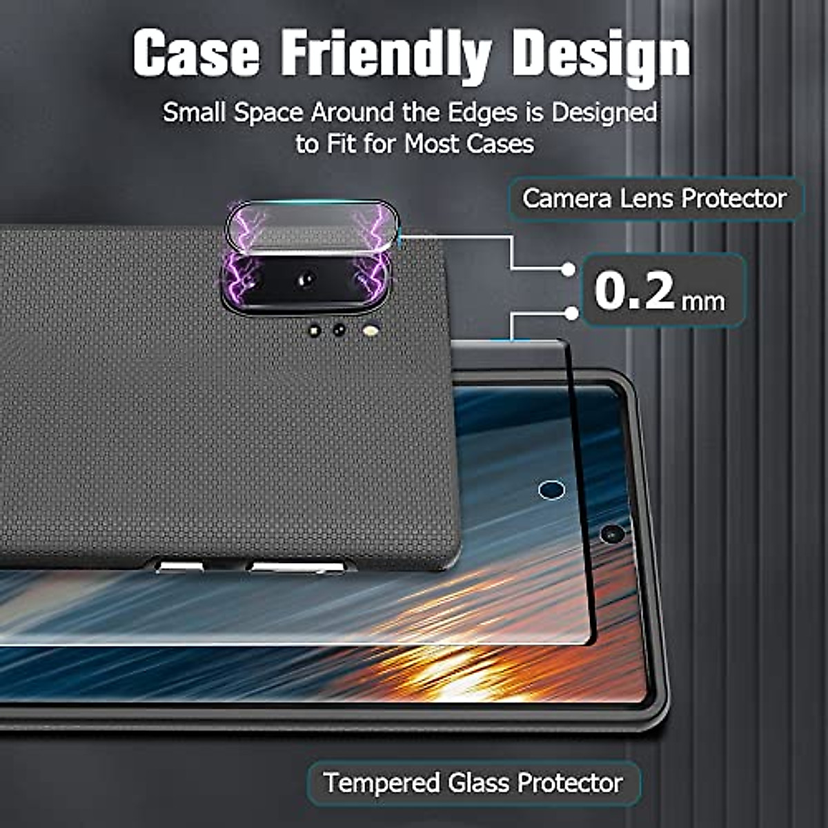 [2+2 Pack]Galaxy Note 10 Plus Screen Protector+Camera Lens Film,9H Tempered Glass,Ultrasonic Fingerprint Compatible, HD Clear,3D Curved Glass Screen Protector For Samsung Galaxy Note 10 Plus (6.8")