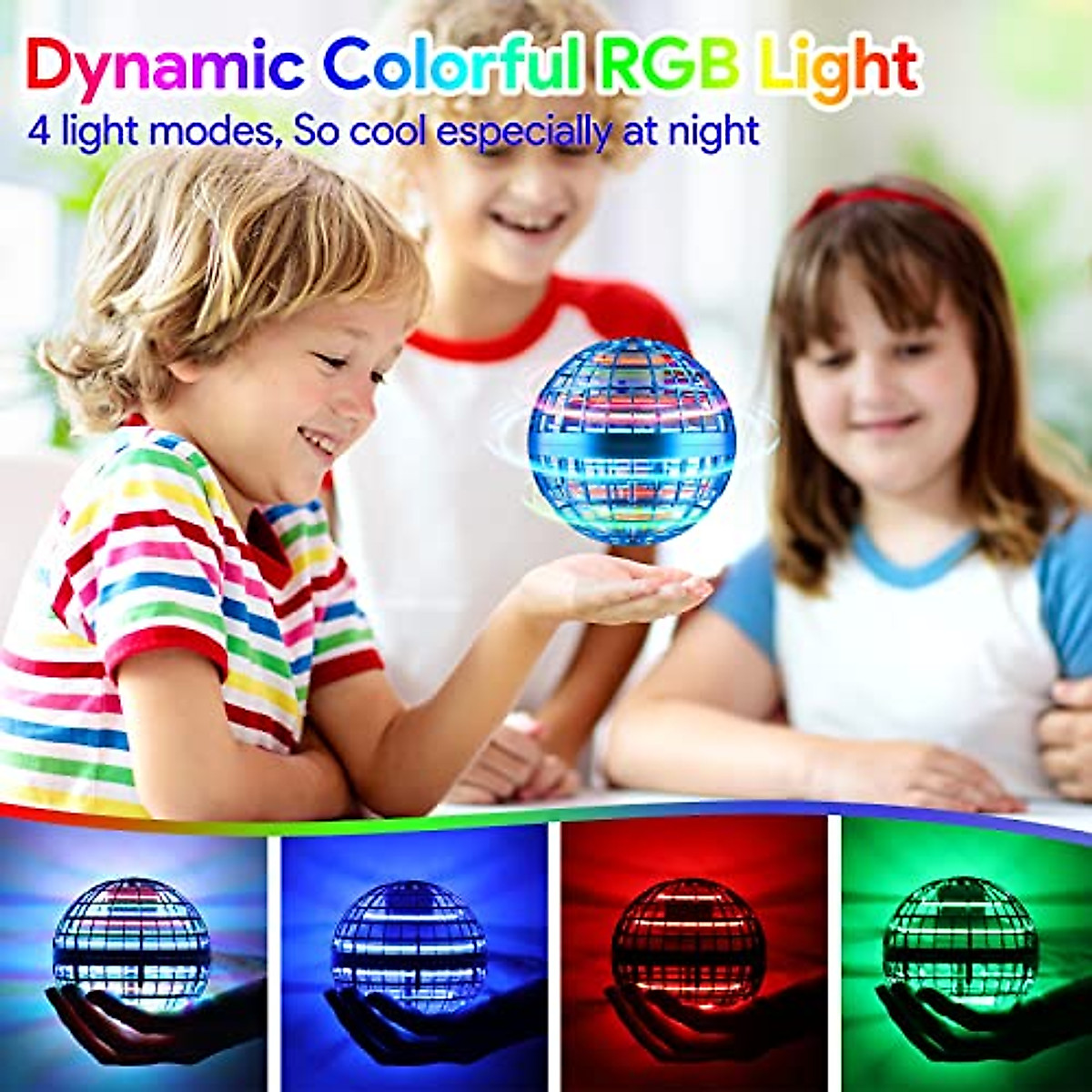 Flying Orb Ball Toy 2023 Upgraded, Hover Orb Ball with Lights, Hand Controlled Flying Spinner Mini Drone Ball, Magic Boomerang Ball Drone, Cool Toys Birthday Gift for Kids Adults Indoor Outdoor (Blue)