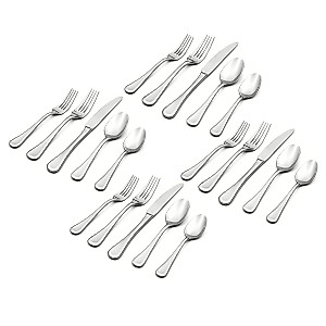Oneida Virage 20 Piece Everyday Flatware Set, Service for 4, 18/0 Stainless Steel, silverware set
