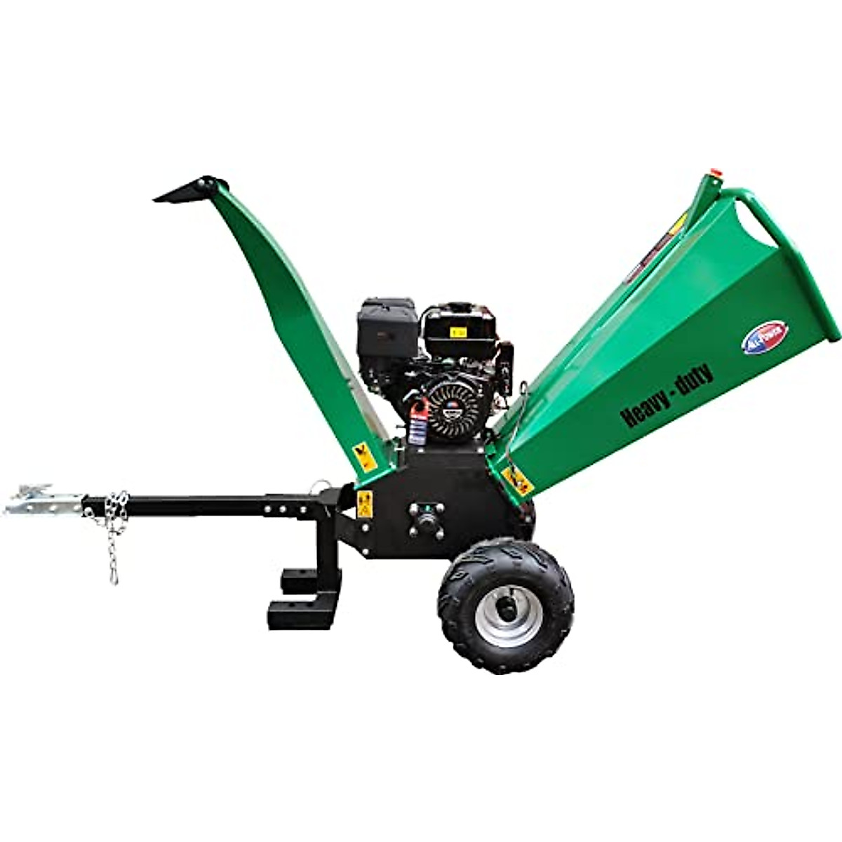 All Power America APWC420E Heavy Duty Durable Chipper Shredder Mulcher w/Electric Start-Max 6" Inch Wood Diameter Capacity Gas Powered, 15HP 420cc, Green