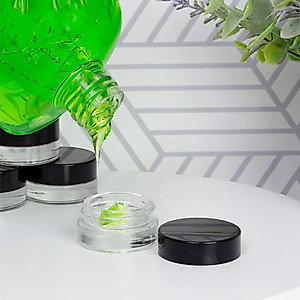 Cornucopia Brands 7-Milliliter Glass Lip Balm Jars (24-Pack).25-Ounce Thick-Walled Containers (7ml Clear with Black Metal Lids)