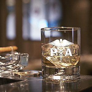 AGMdesign, Funny Double sided Good Day Bad Day Don't Even Ask PA Physician Assistant Whiskey Glasses Gift for Physician Assistant, Graduation Gift