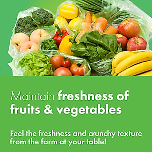 YoojungLab Green, Food Storage Bags, 14.17" 18.11" 100bags, Keep Fresh Produce Bags, Food Saver Storage for Fruits, Vegetables, Flowers, BPA FREE, HDPE, Green-Bag, Plastic Bread Bags, Eco-Friendly