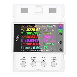 AT4PW 100A Tuya WiFi Din Rail Smart Switch Remote Control AC 220V 110V Digital Power Energy Volt Amp Kwh Frequency Factor Meter