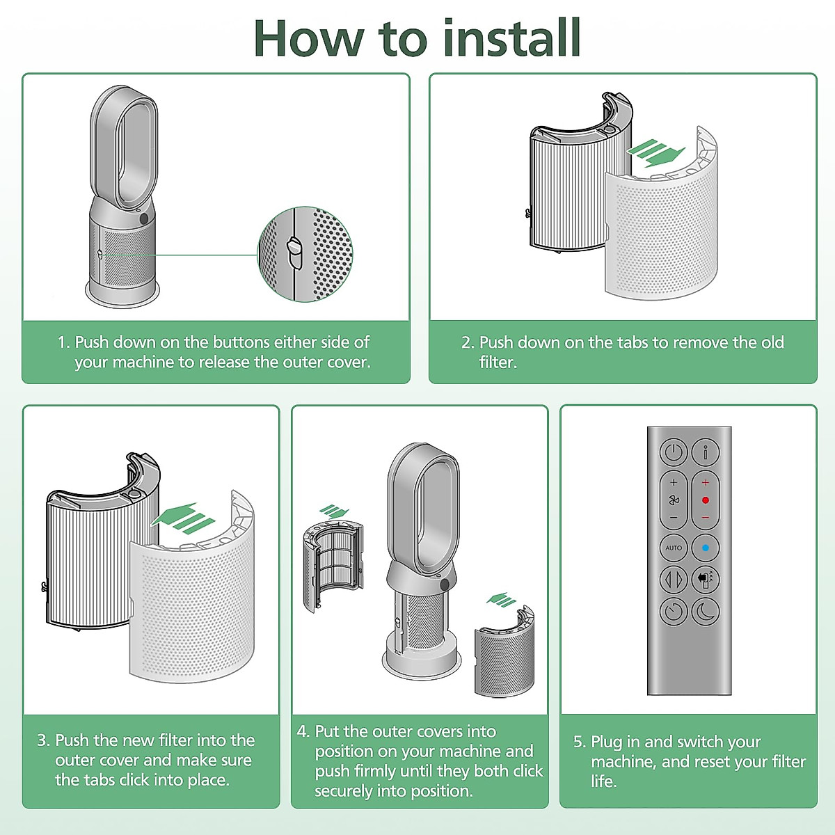 2-IN-1 Filter Replacement for Dyson PH01 HP07 HP10 TP07 TP10 TP09 HP09 HP06 TP06 Air Purifier 360 Combi Glass Pure Cool Hot Humidify Fan, 2-IN-1 HEPA + Carbon Filter (Upgraded), 1 Pack