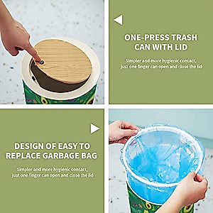 LGCZNWDFHTZ Small Trash Can with Lid for Bathroom Kitchen Office Diaper Combination Avocado Decorative Flowers Bedroom Garbage Trash Bin Dog Proof Waste Basket Cute Decorative