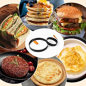 Egg Rings Set of 8 Pancake Mold Stainless Steel Egg Ring for Griddle Nonstick Omelette And Pancake Rings for Muffins (Set of 8)