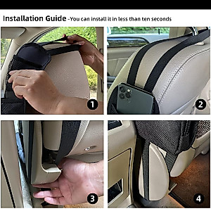 Kewucn 2 PCS Car Seat Side Organizer, Auto Front Seat Storage Hanging Bag, Multifunctional Vehicle Mesh Pocket Hold for Phone, Wallet, Glasses, Universal Accessories for Most Car(Black)