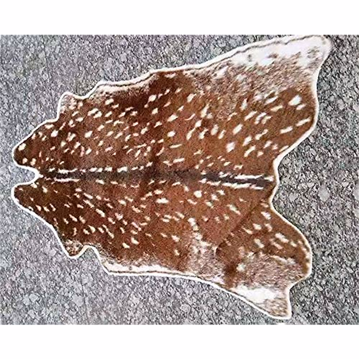 Faux Sika Deer Print Hide Rug Faux Fur Cowhide Area Rug Animals Mat Carpet for Home (3.4ftX2.9ft)