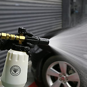 SGCB Pro Foam Cannon Snow Lance, Powerful Foam Suds Blaster Pressure Washer 1/4” US Connector Heavy Duty Leak-Proof 1L Wide Nick Bottle Scale Line Easy-Fill for Car Detailing Water Jet Wash