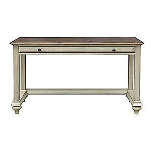 BOWERY HILL Wood Computer Desk in Cream Puff/Walnut Brown Finish