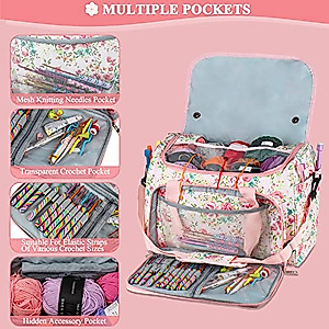 Coopay Yarn Storage Crochet Bag, Large Capacity Yarn Bag for Yarn and Knitting & Crochet Supplies, Knitting Bag with Detachable Shoulder Strap, Beautiful & Portable Knitting Tote Bag(Bag Only)