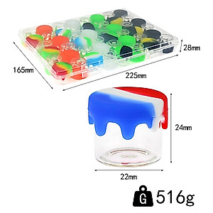 Glass Concentrate Container with Silicone Lids 48-Pack 6ml Round No-Neck Storage Jar for Oil, Lip Balm, Wax, Cosmetics by ooDuo, Multi