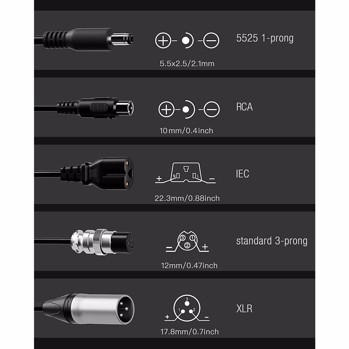 54.6V 2A Electric Bike Charger for 48V Ecotric Bike/Lectric XP/Evercross H5, 3Prong GX16/DC 5.5x2.5mm/XLR/IEC/RCA Connector Power Supply Adapter for 48V Lithium Battery