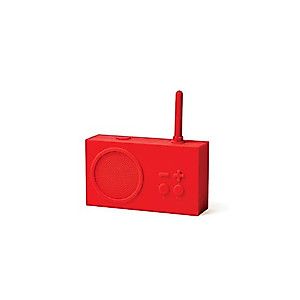 Lexon - TYKHO 3 FM Radio, Bluetooth Speaker, 5W, Splash Proof IPX4, Autonomy 20 Hours, Silicone Rubber Case - RED