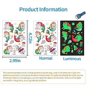 Awinmay 310 Pcs Luminous Temporary Tattoos For Kids,Mixed Styles Glow In The Dark Tattoos for Boys and Girls,Butterfly Dinosaur Pirate Mermaid Fake Tattoo Stickers,Glow Party Supplies Arts and Crafts