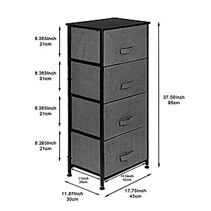 MAXCBD Nightstand Bedside Table Drawer Cabinet 4 Bins Fabric Drawers Cabinet Dresser Bedroom Nightstand Storage Organizer Drawer Storage Dressing Table Storage Tower Dresser