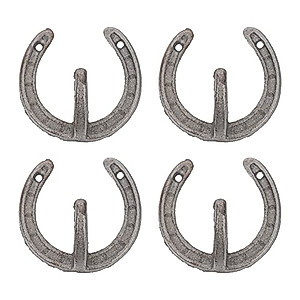 YARDWE 4Pcs Cast Iron Wall Hooks Horseshoe Shaped Wall Hanger Coat Hook Hat Horse Hook Vintage Wall Hook Farmhouse Decorative Hooks for Hanging Robe Towels Coats Bags