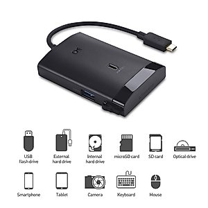 Cable Matters 10Gbps USB C Multiport Adapter (USB C Hub) with USB-A, USB-C, MicroSD and UHS-II SD Card Reader, 2.5 3.5 Inch SATA Hard Drive Reader -Thunderbolt 4 / USB4 / Thunderbolt 3 Port Compatible