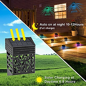 EGOBOO Solar Deck Lights for Stairs Outdoor Waterproof Led,6 Pcak Color Glow Fence Lights Solar Powered,Universal Front Yard Garden Pool Wall Wtep Post Mailbox Patio Landscape Lamps (Black)