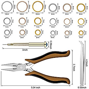 1014 Pieces Nail Dangle Charm Piercing Tool Hand Drill, Nail Charms 6 Sizes Jump Rings Connectors with Jump Ring Open Close Tool, Pliers and Tweezers for Jewelry Making Supplies