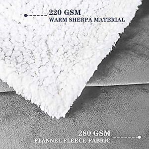 HOMEIDEAS Sherpa Blanket Queen/Full Size Extra Soft Fleece Blankets for All Season Fuzzy Warm for Bed Couch 90 x 90 Inches,Light Grey