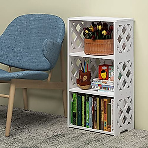 Rerii Bookcase, 4 Tier Kids Small Bookshelf 3 Shelf, Book Organizer Storage Open Shelf Rack, Display Shelves for Bedroom Living Room Bathroom Office, White