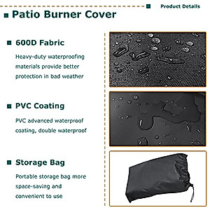 AKEfit Patio Stove Burner Covers, Outdoor Grill Cover for Camp Chef 2 Burners Stove, Heavy Duty Waterproof Protector for EX60LW EX60PP, 32''L x 16''W x 21''H, Black