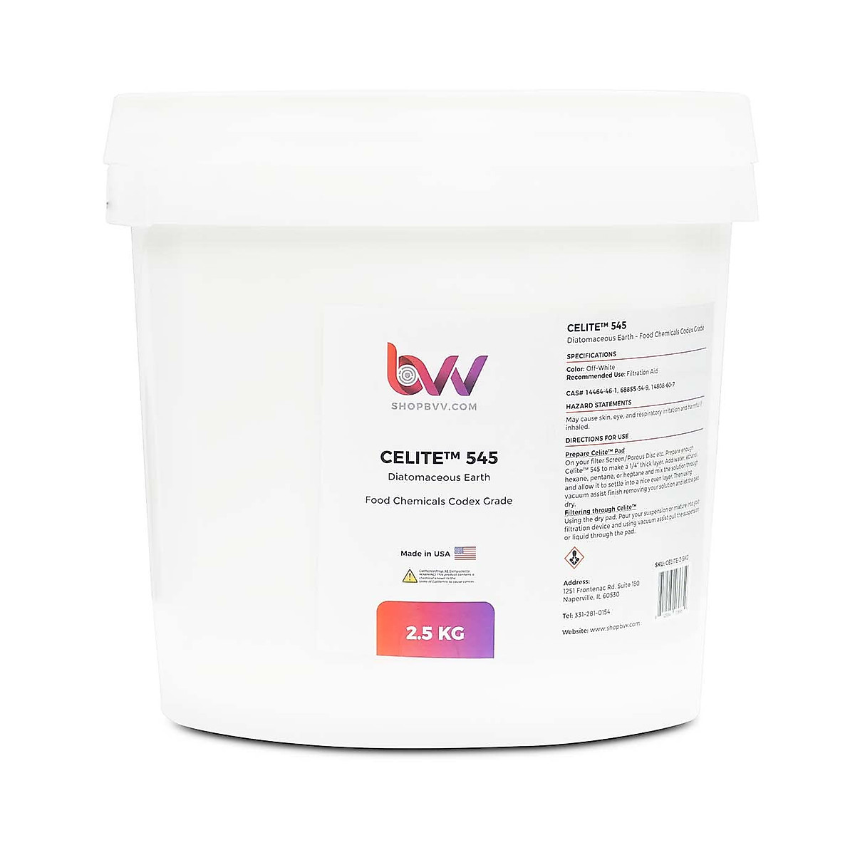 BVV Celite 545 Diatomaceous Earth (Food Codex Grade) 4.5 Micron-1000 Grams