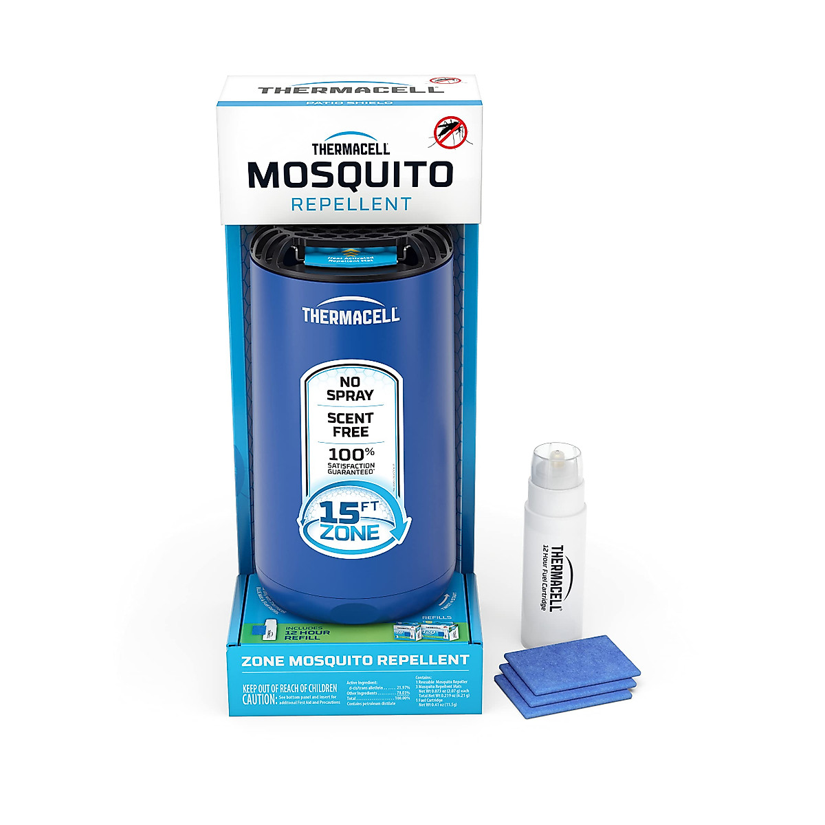 Thermacell Mosquito Repeller Patio Shield; Includes 12-Hour Refill; Highly Effective Mosquito Repellent for Patio; Bug Spray Alternative; Scent Free; No Candles or Flames