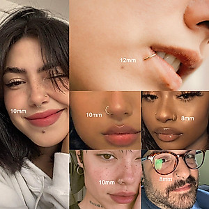 MILACOLATO 5Pcs G23 Titanium Nose Rings Hoops 16G/18G/20G Septum Hinged Nose Rings Clicker Rings for Lip Cartilage Daith Helix Rook Tragus Ear Lobe Earrings for Women Men Conch Piercing Jewelry 10MM