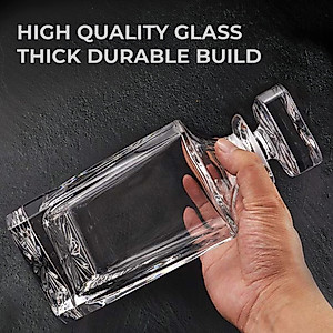 Personalized Whiskey Decanter Set with Glasses - 7 Design Options - Custom Engraved Liquor 27 oz, Bourbon Decanter for Men Dad Birthday Graduation Groomsman Anniversary & Retirement Gift For Him