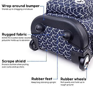 J World New York Sundance Rolling Backpack Girl Boy Roller Bookbag, Black and White, 20 X 13 X 9 (H X W X D)