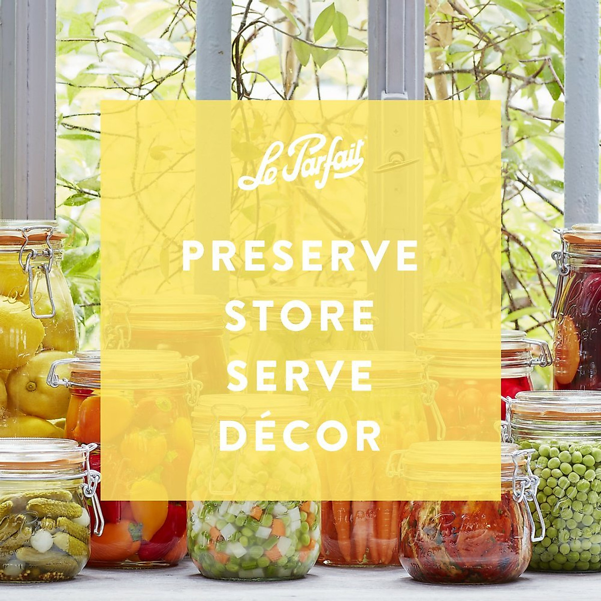 Le Parfait Super Jar, Canning Jars, 1L French Glass Canning Jar w/Round Body, Glass Jars With Airtight Lid, Canning Jars Wide Mouth, Glass Jar With Lid, Clear Jars, Clear Glass Jars (32oz/Quart, 4 pk)