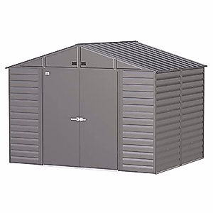 Arrow Select 10' x 8' Outdoor Lockable Steel Storage Shed Building, Charcoal