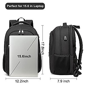 Black Backpack for Men and Women, School Backpacks for Teen Boys & Girls, Water Resistant Durable Anti Theft Travel Laptop Backpack, Student Bookbag Fits 15.6 Inch Laptop with USB Charging Port, Gifts