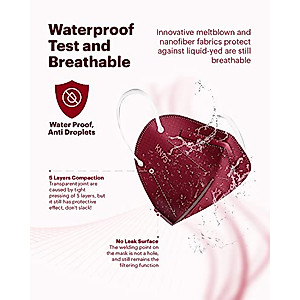 Dolce Calma KN95 Face Mask, 50 Pack Individually Wrapped, 5-Ply Breathable and Comfortable Multicolor Masks for Men and Women, Adjustable Nose Clip & Flexible Earloop KN95 Mask