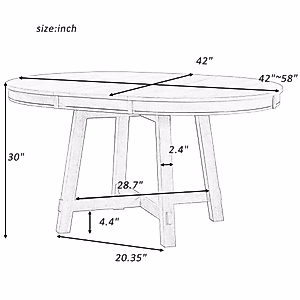 P PURLOVE Round Dining Table, Farmhouse Round Extendable Dining Table with 16" Leaf Wood Kitchen Table (Espresso)