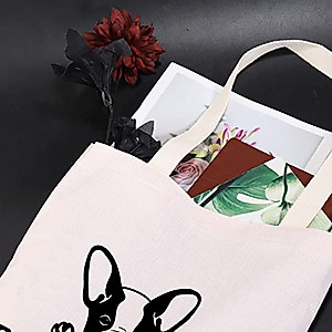 JNIAP French Bulldog Tote Bag French Bulldog Lover Gift Bonjour Bitches Shoulder Handbag French Bulldog Owner Grocery Bag (French Bulldog Tote Bag)