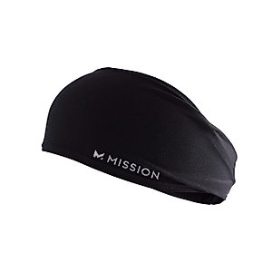 Mission Cooling Tapered Headband, Black - Lightweight & Breathable - Cools Up to 2 Hours - UPF 50 Sun Protection - Machine Washable